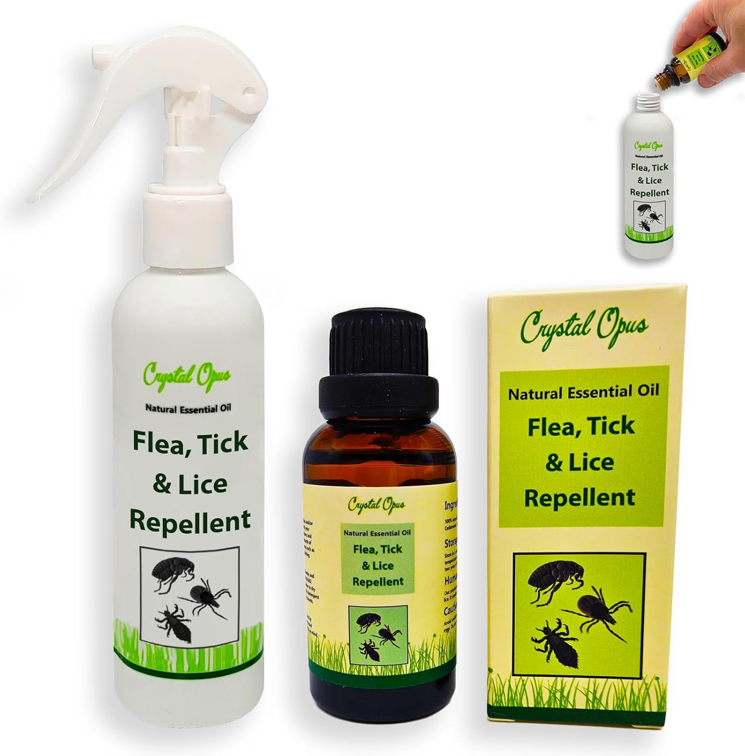 Natural Flea, Tick & Lice Repellent Spray - Crystal Opus